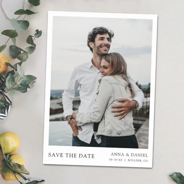 Simple Modern Save the Date Photo Magnetic Invitation | Zazzle