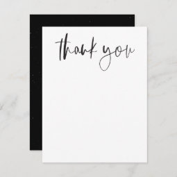 Simple modern script black and white thank you card | Zazzle