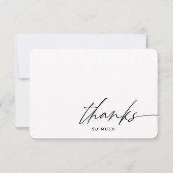 Simple Modern Script Black and White Thanks Thank You Card | Zazzle
