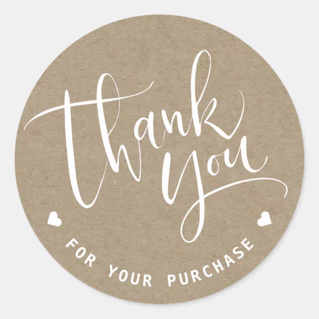 Simple Modern script business thank you Classic Round Sticker | Zazzle