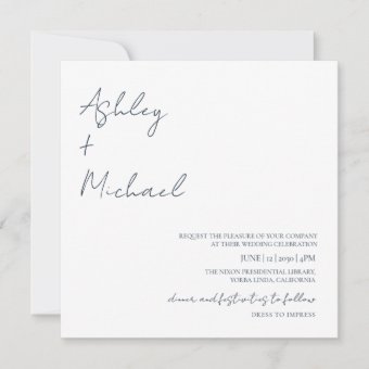 Simple Modern Script Dress Code Photo Wedding Invi Invitation | Zazzle