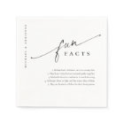 Simple Modern Script Fun Facts Wedding Napkins | Zazzle