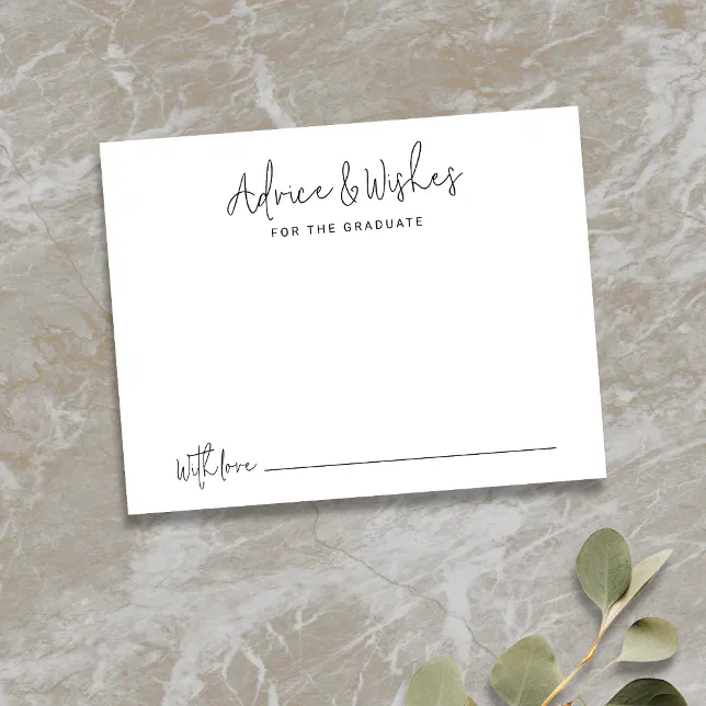 Simple Modern Script Graduate advice & wishes Note Card | Zazzle