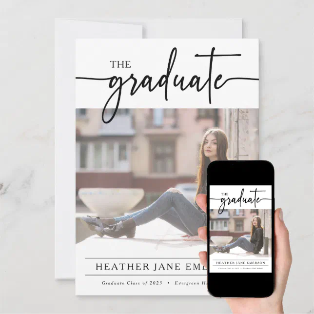 Simple Modern Script Graduation Invitation | Zazzle