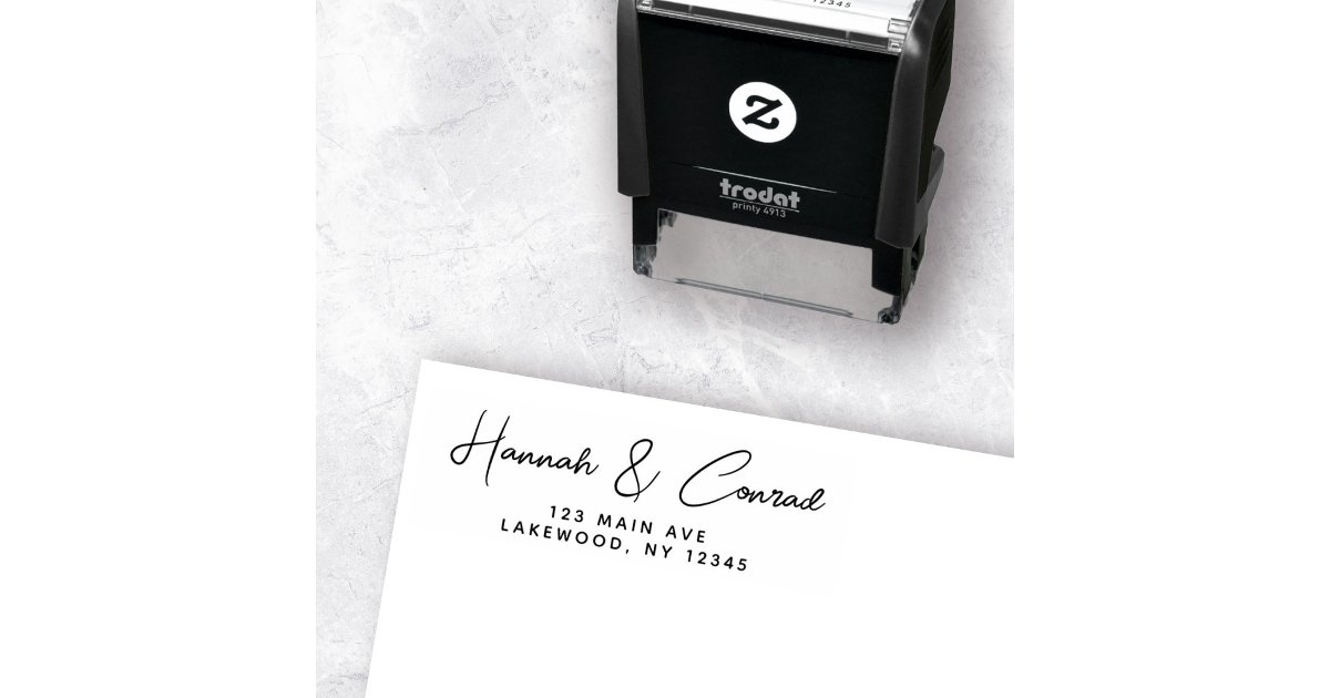 Simple Modern Script Minimalist Wedding Self-inking Stamp | Zazzle