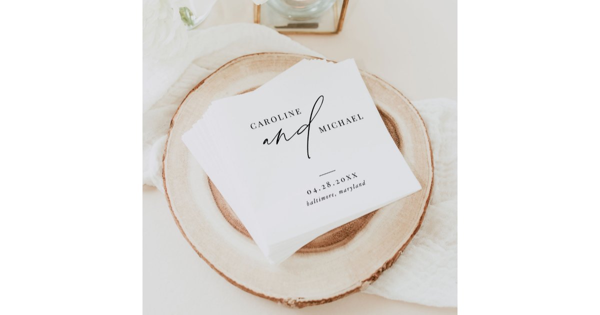 Simple Modern Script Names Wedding Napkins | Zazzle