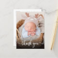 Simple Modern Script Newborn Baby Photo Thank You Postcard | Zazzle