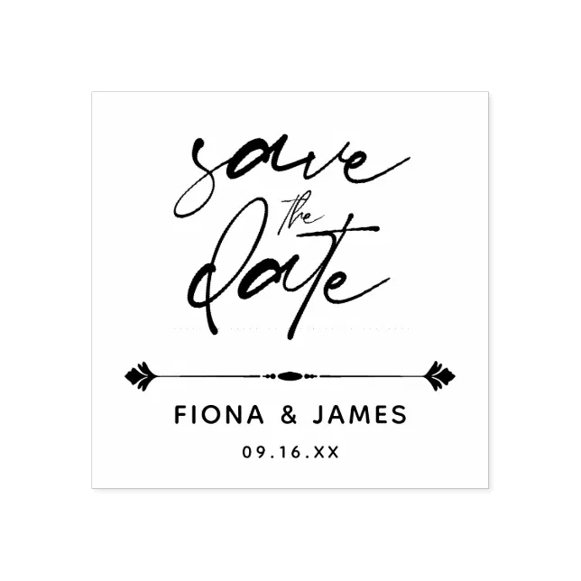 Simple Modern Script Save The Date Rubber Stamp | Zazzle