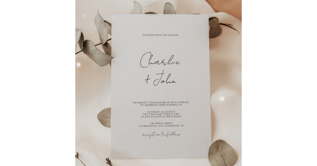 Simple Modern Script Wedding Invitation | Zazzle