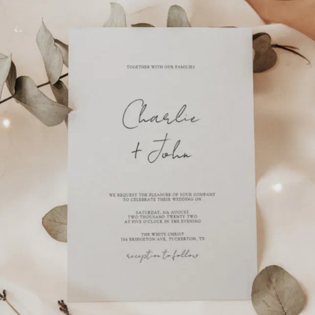 Simple Modern Script Wedding Invitation | Zazzle