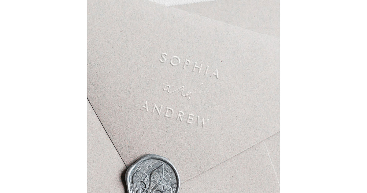Simple Modern Script Wedding Monogram Envelope Embosser | Zazzle