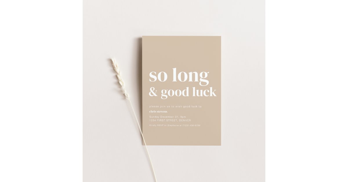 Simple Modern So Long Farewell Party Invite | Zazzle