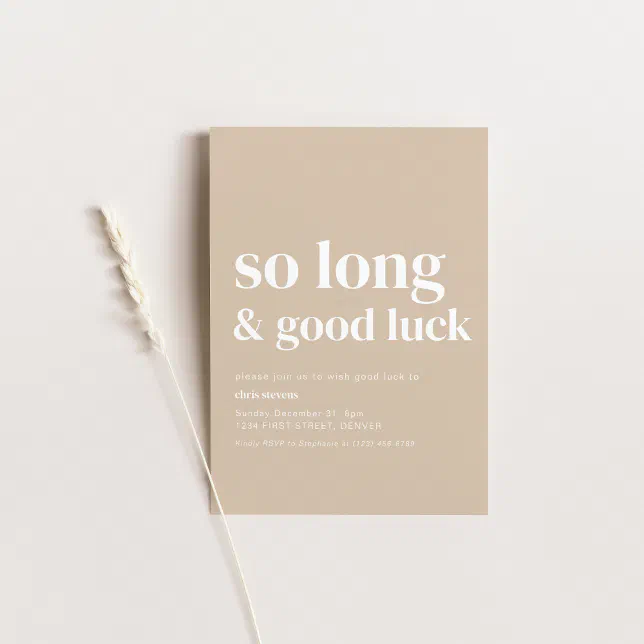 Simple Modern So Long Farewell Party Invite | Zazzle