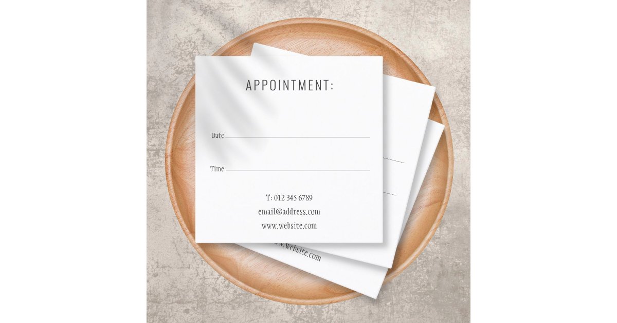 Simple Modern Square Appointment Card | Zazzle