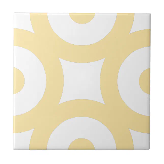 Simple Modern Stylish Light Yellow Circles White Ceramic Tile | Zazzle