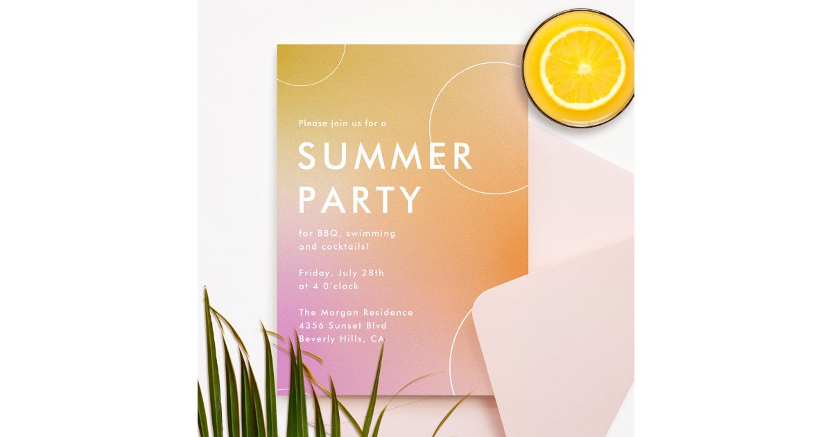Simple Modern Summer Cocktail Party (Pink) Invitation | Zazzle