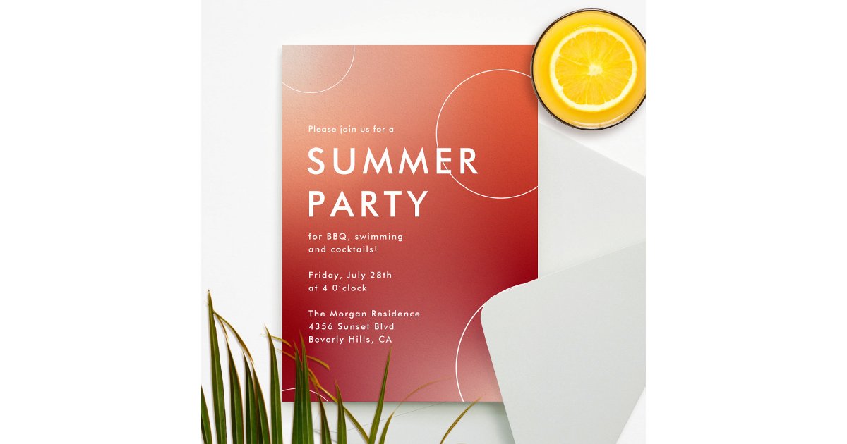 Simple Modern Summer Cocktail Party (Red) Invitation | Zazzle