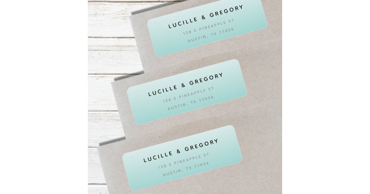 Simple Modern Teal Gradient Beachy Return Address Label | Zazzle