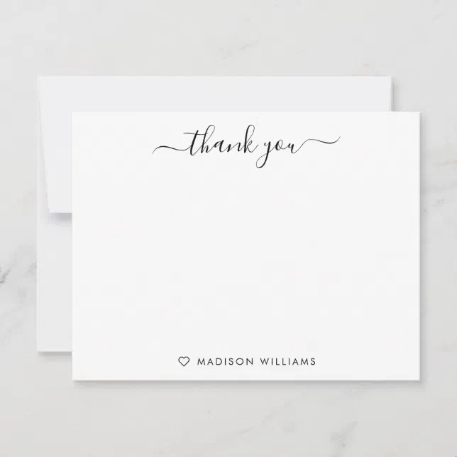 Simple Modern Thank You Elegant Script Typography Note Card | Zazzle