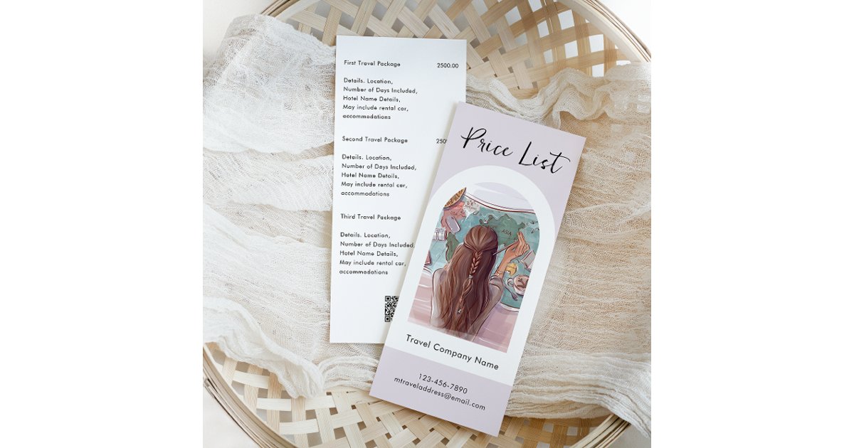 Simple Modern Travel Agency Price List Rack Card | Zazzle