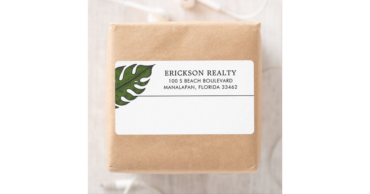 Simple Modern Tropical Business Shipping Label | Zazzle