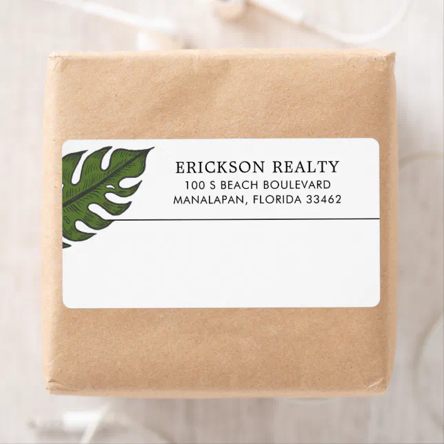 Simple Modern Tropical Business Shipping Label | Zazzle