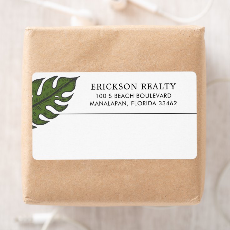 Simple Modern Tropical Business Shipping Label | Zazzle