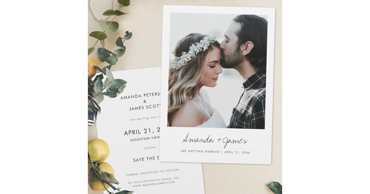 Simple Modern Typography Custom Photo Wedding Save The Date | Zazzle