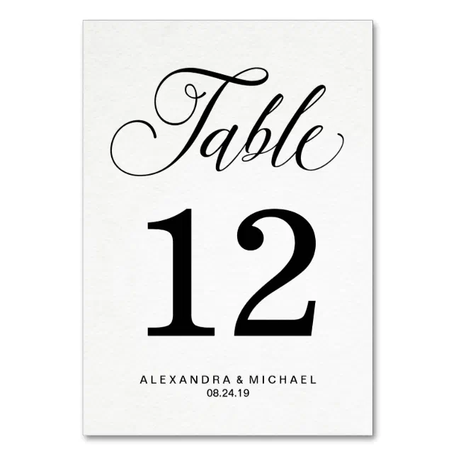 Simple Modern Typography on Watercolor Paper Table Number | Zazzle