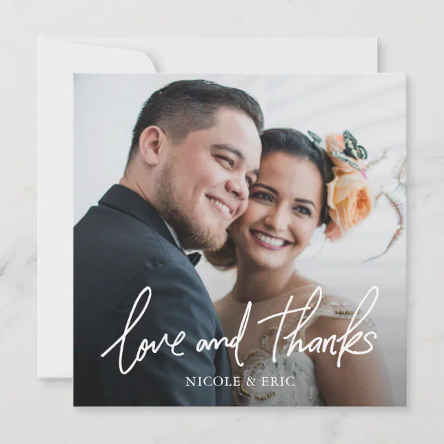 Simple Modern Typography Photo Wedding Thank You Card Zazzle
