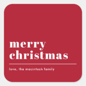 Simple Modern Typography Red Square Sticker | Zazzle