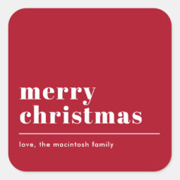 Simple Modern Typography Red Square Sticker | Zazzle