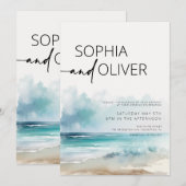 Simple Modern Watercolor Seaside Coastal Wedding Invitation | Zazzle