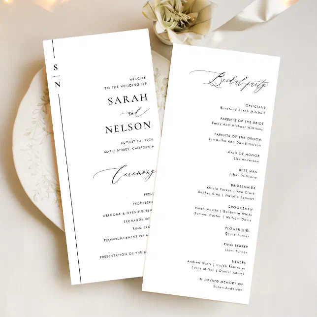 Simple Modern Wedding Ceremony Program | Zazzle