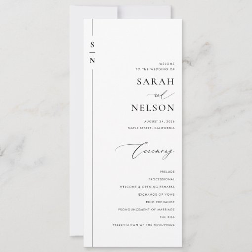 Simple Modern Wedding Ceremony Program | Zazzle