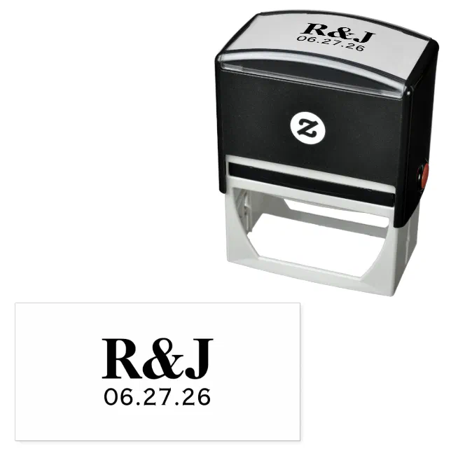 Simple Modern Wedding Couple Monogram Self-inking Stamp | Zazzle