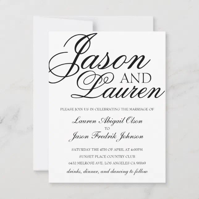 Simple Modern Wedding Invitation | Zazzle