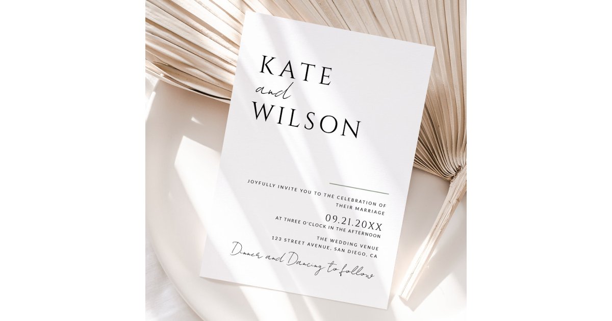 Simple Modern Wedding Invitation | Zazzle
