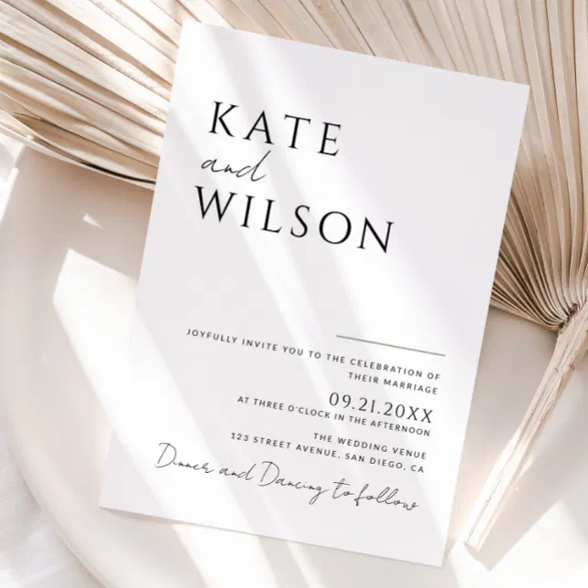 Simple Modern Wedding Invitation | Zazzle