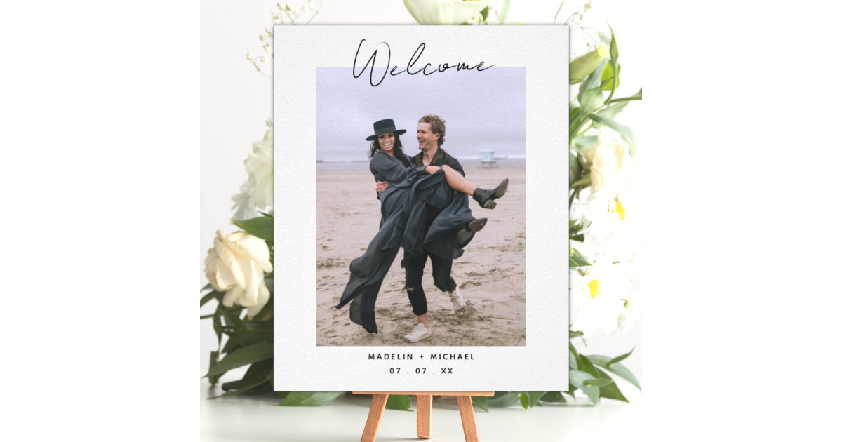 Simple Modern Wedding Photo Reception Welcome Sign | Zazzle