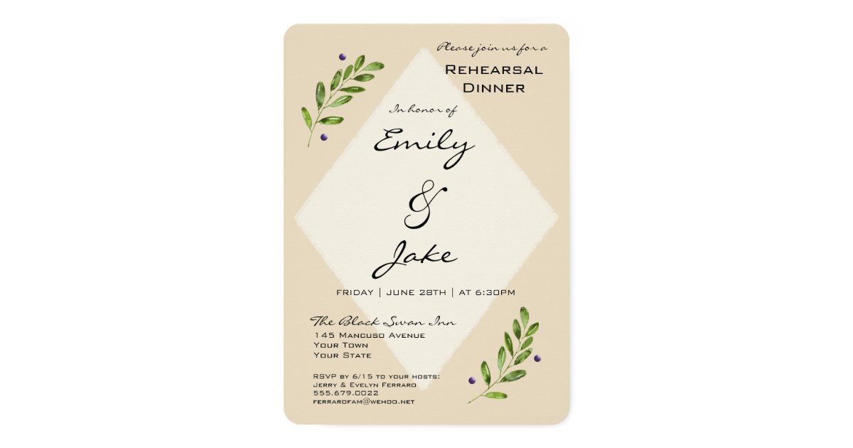 Simple Modern Wedding Rehearsal Dinner Invitation | Zazzle.com
