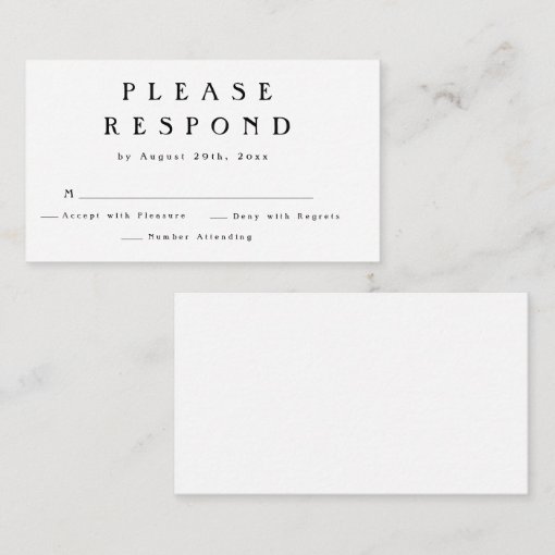 Simple Modern Wedding Response RSVP Card | Zazzle