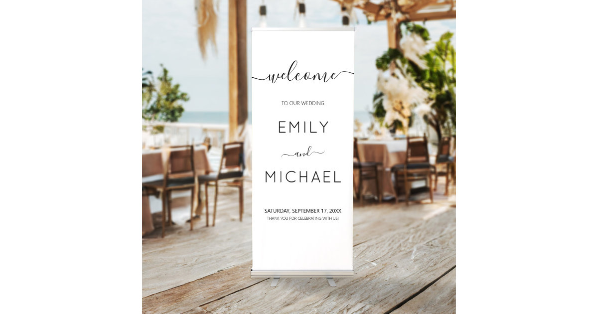 Simple Modern Wedding Welcome Retractable Banner | Zazzle