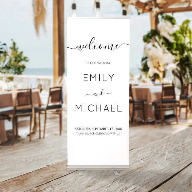Simple Modern Wedding Welcome Retractable Banner | Zazzle