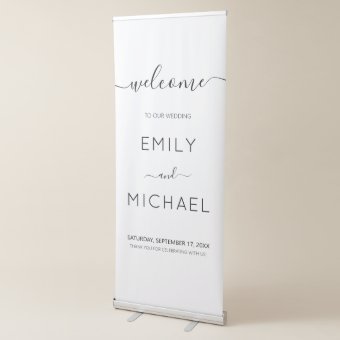 Simple Modern Wedding Welcome Retractable Banner | Zazzle