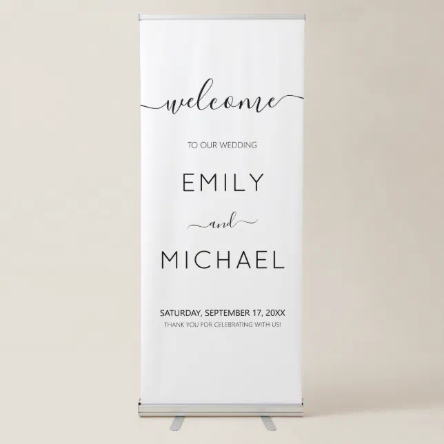 Simple Modern Wedding Welcome Retractable Banner | Zazzle