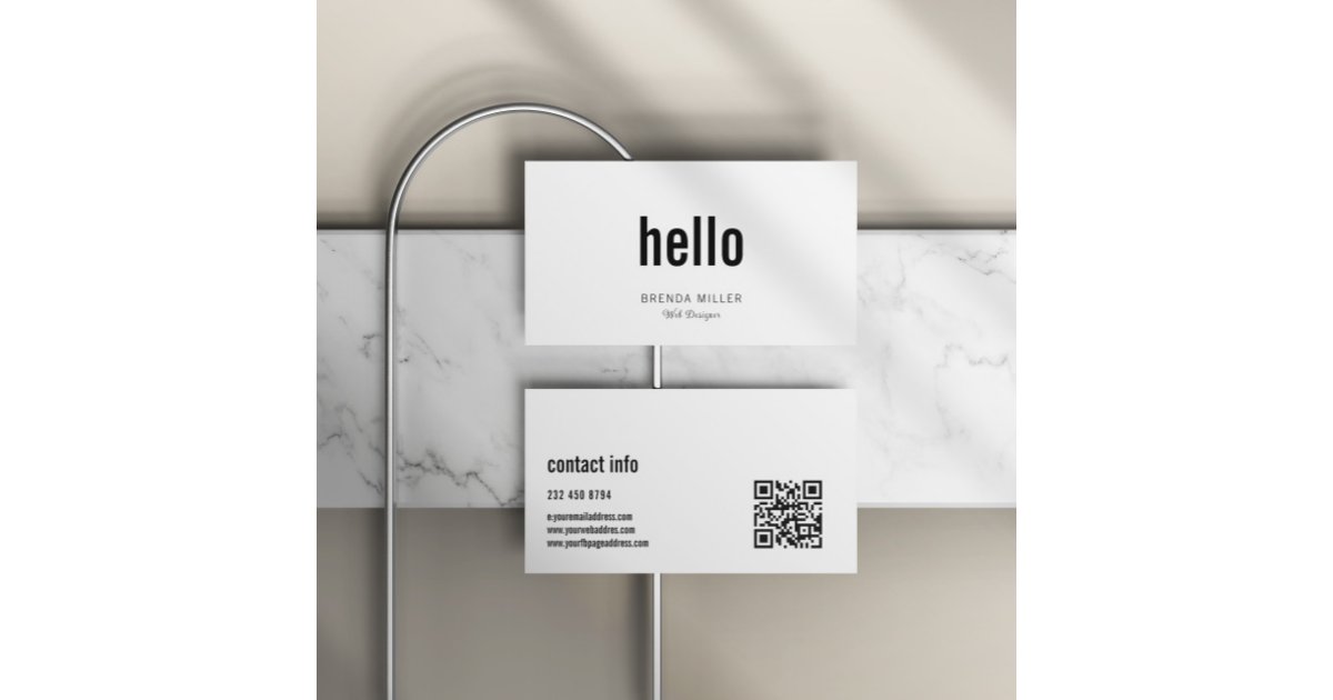 Simple Modern White and Black Hello Business Card | Zazzle