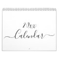 Simple modern white and black script month custom calendar | Zazzle