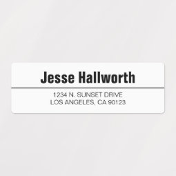 Simple Modern White & Black Waterproof Address Labels | Zazzle