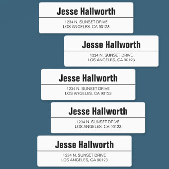 Simple Modern White & Black Waterproof Address Labels | Zazzle